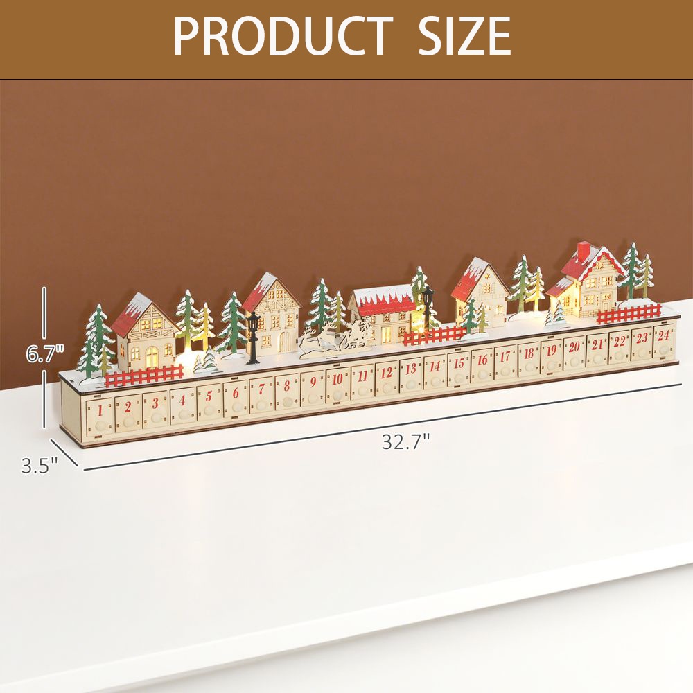 YINGYING Christmas Wooden Advent Calendar, Christmas Advent Calendar ...