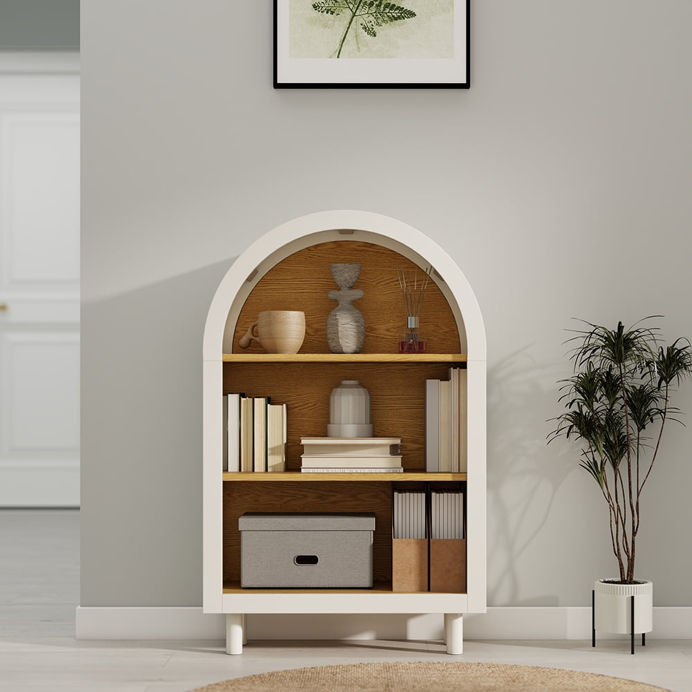 YINGYING Modern Arched Bookcase, Small Wooden Arched Bookshelf with 3 ...
