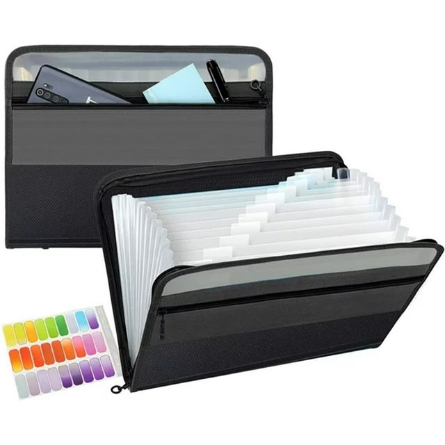 YINGYUN File Expandable File Folder 13 Pockets Zippered A4 Size Plastic ...