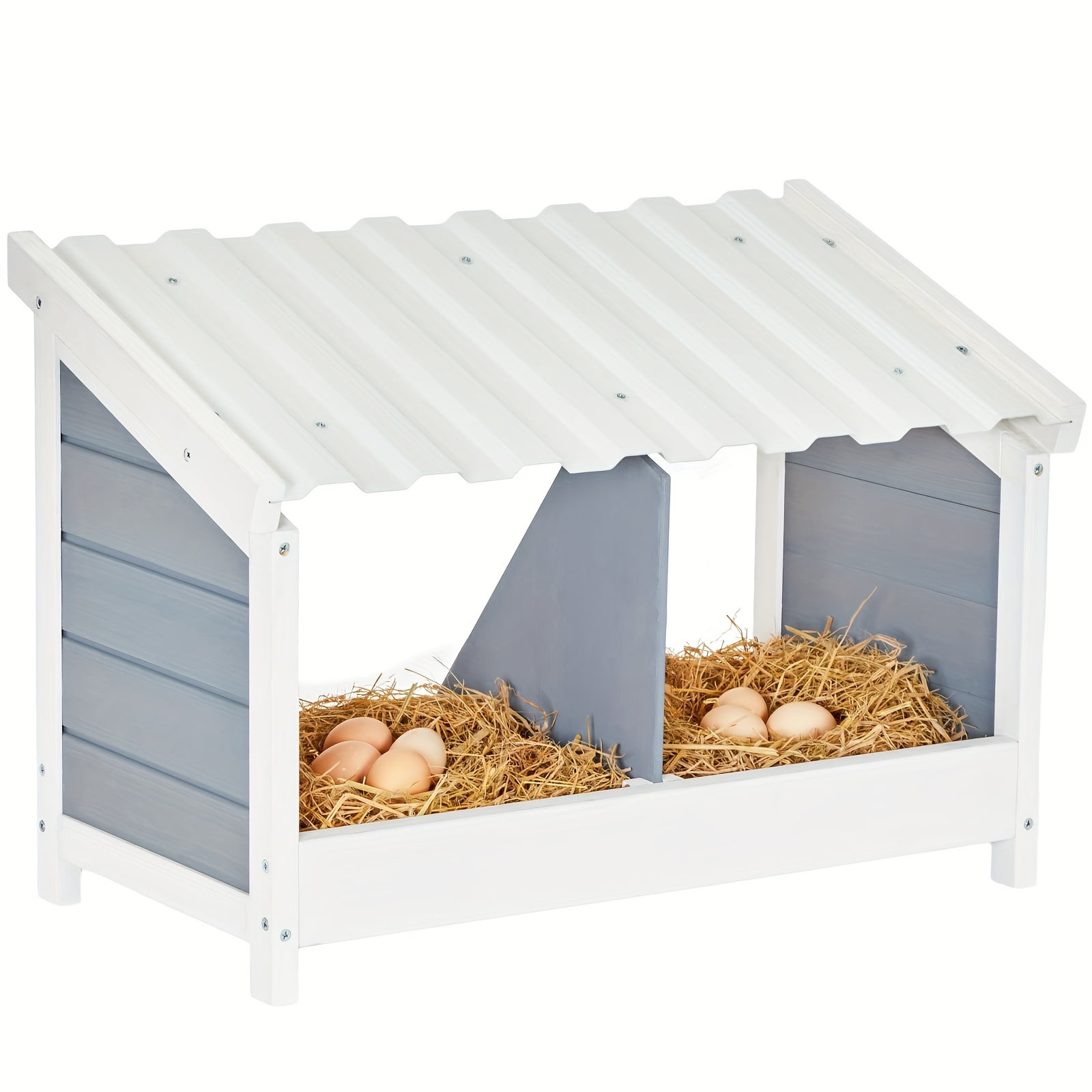 YINI'HOME Nesting Boxes For Chickens, Double Nesting Box With PVC Roof ...