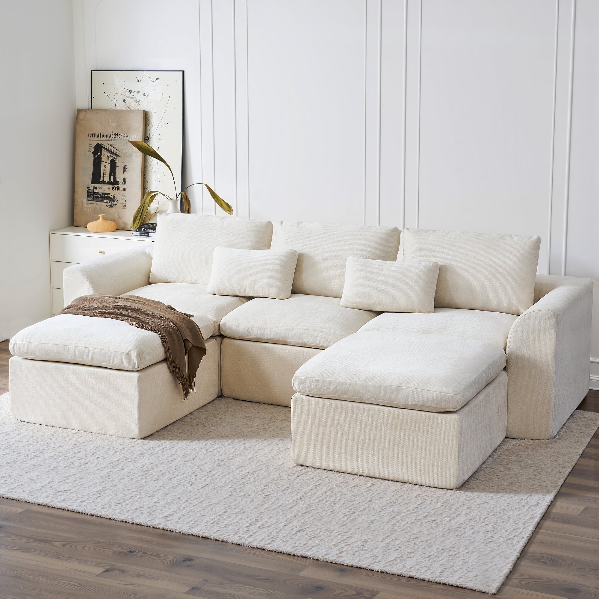 YINIX 120" Sectional Sofa with Chaise, U-Shaped Couch for Living Room ...