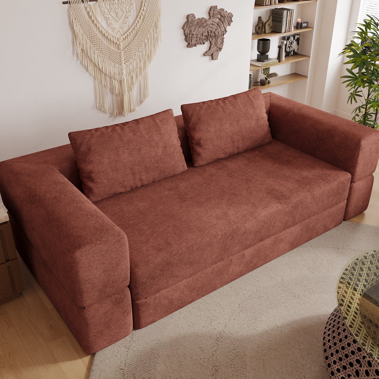 HOYOA 78.74" Sleeper Sofa Bed with Two Pillows, Comfy Modular ...