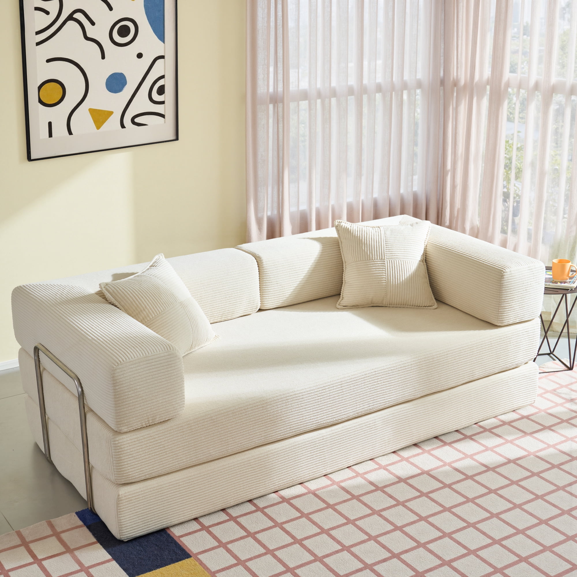 YINIX 78.6" Convertible Sleeper Sofa Bed with 2 Pillows, Removable ...