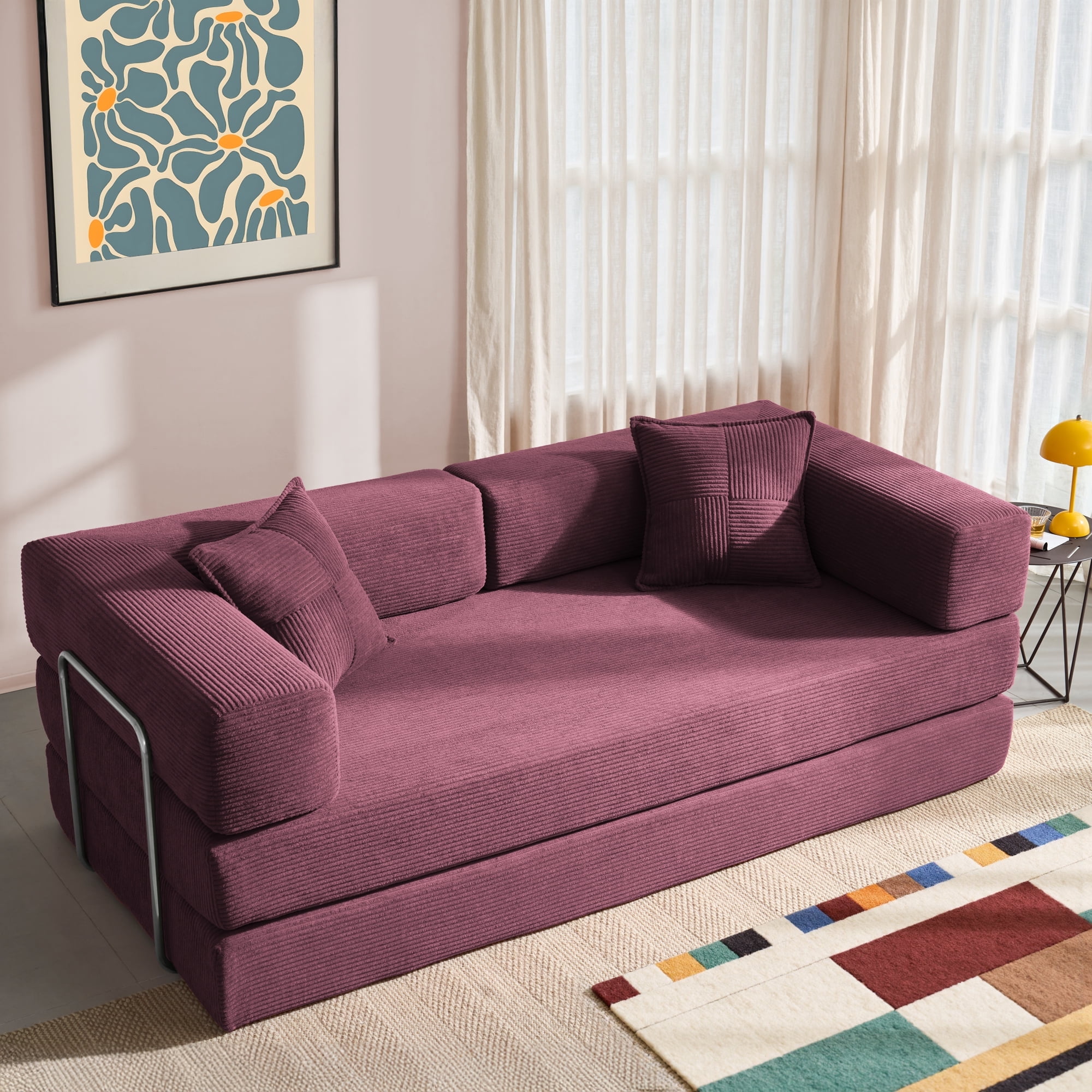YINIX 78.6" Convertible Sleeper Sofa Bed with 2 Pillows, Removable ...