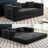 YINIX 81.6" Convertible Sofa Bed with 2 Pillows, Removable Floor Sofa ...