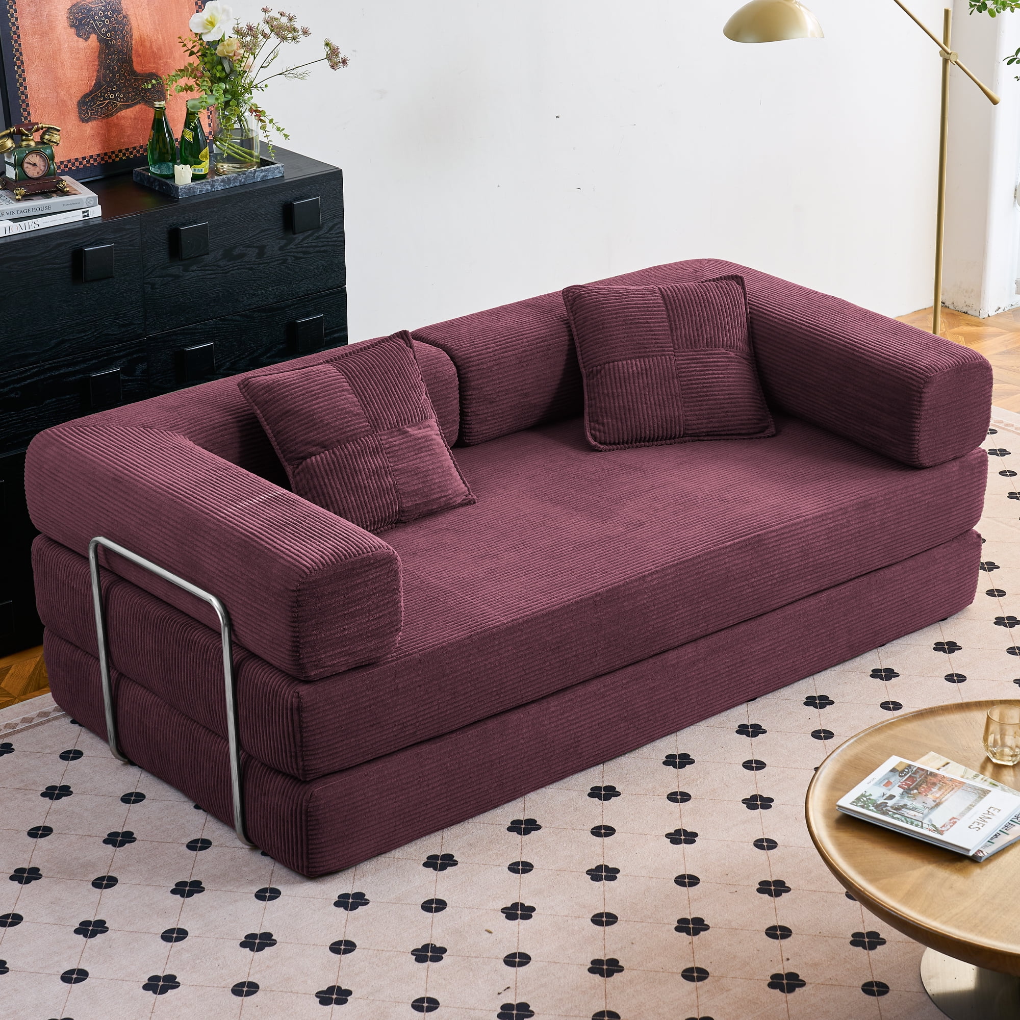 YINIX 81.6" Sleeper Sofa with Two Pillows, Comfy Modular Convertable ...