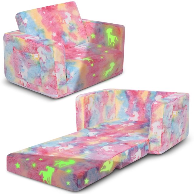 YINIX Flip-Out Chair 2-in-1 Convertible Sofa to Lounger, Kids Couch Bed ...