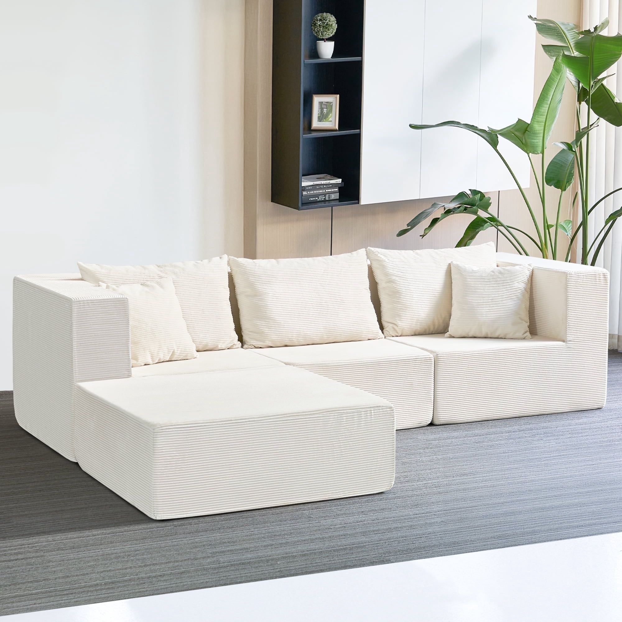 YINIX Modular Corduroy Sectional Sofa, L-Shaped Sectional Couch with ...