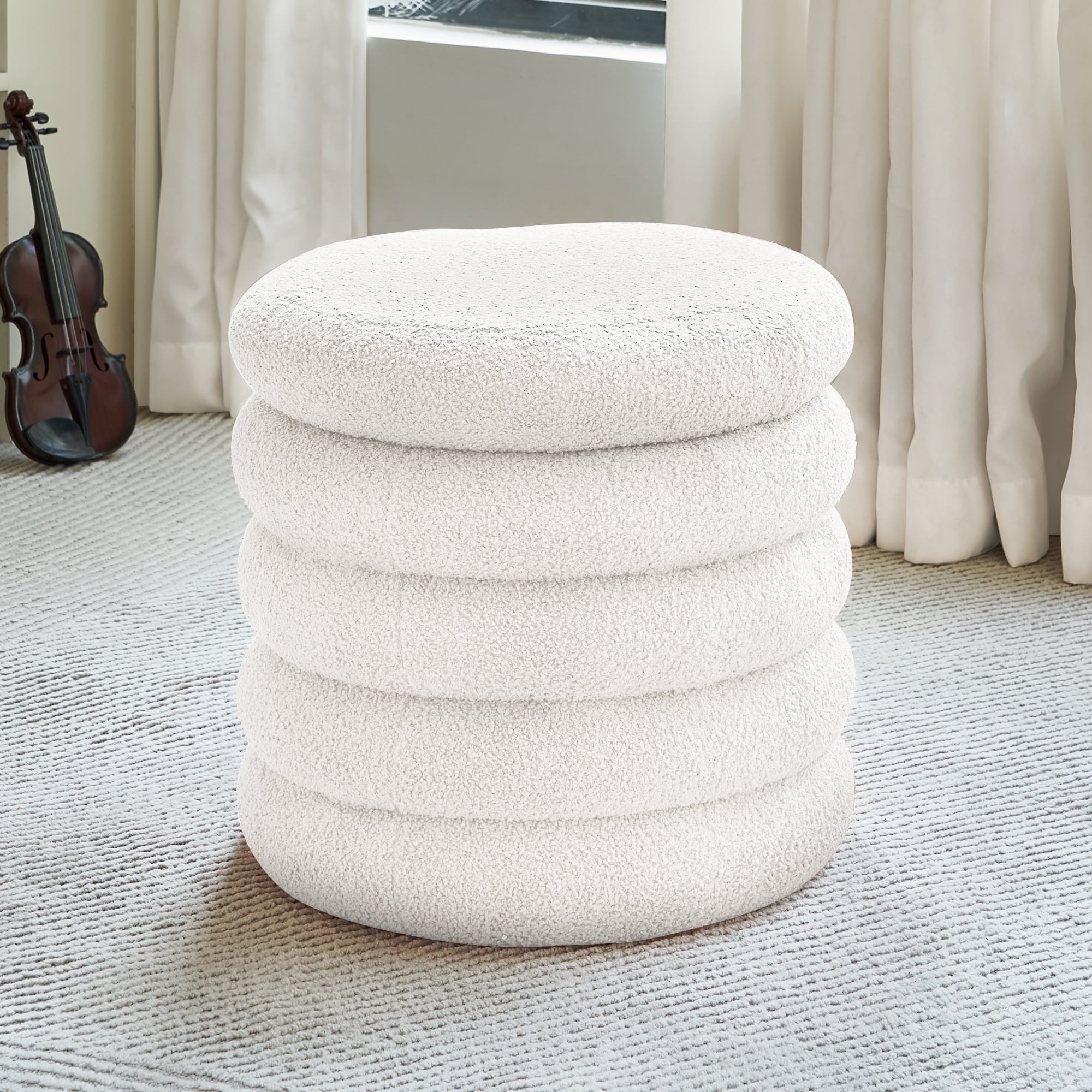 YINIX Pouf Ottoman with Storage, Cloud-Shaped Teddy Fabric Ottoman for ...