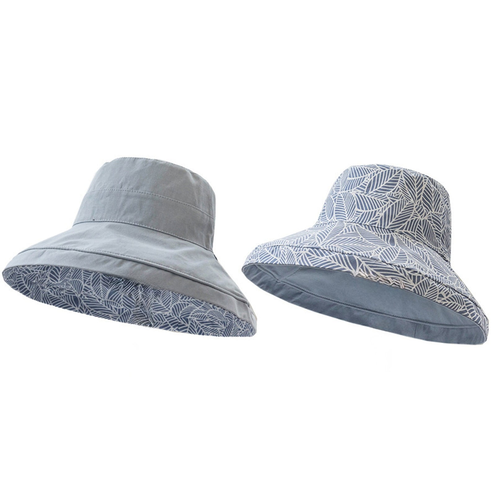YINLIUJIAIP Sun Hats For Women Reversible Solid Leaf Print Packable Sun ...