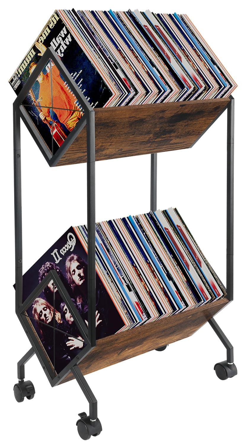 YINMIT Vinyl Record Holder,160-200 LP Vinyl Record Storage Rack,Quick ...