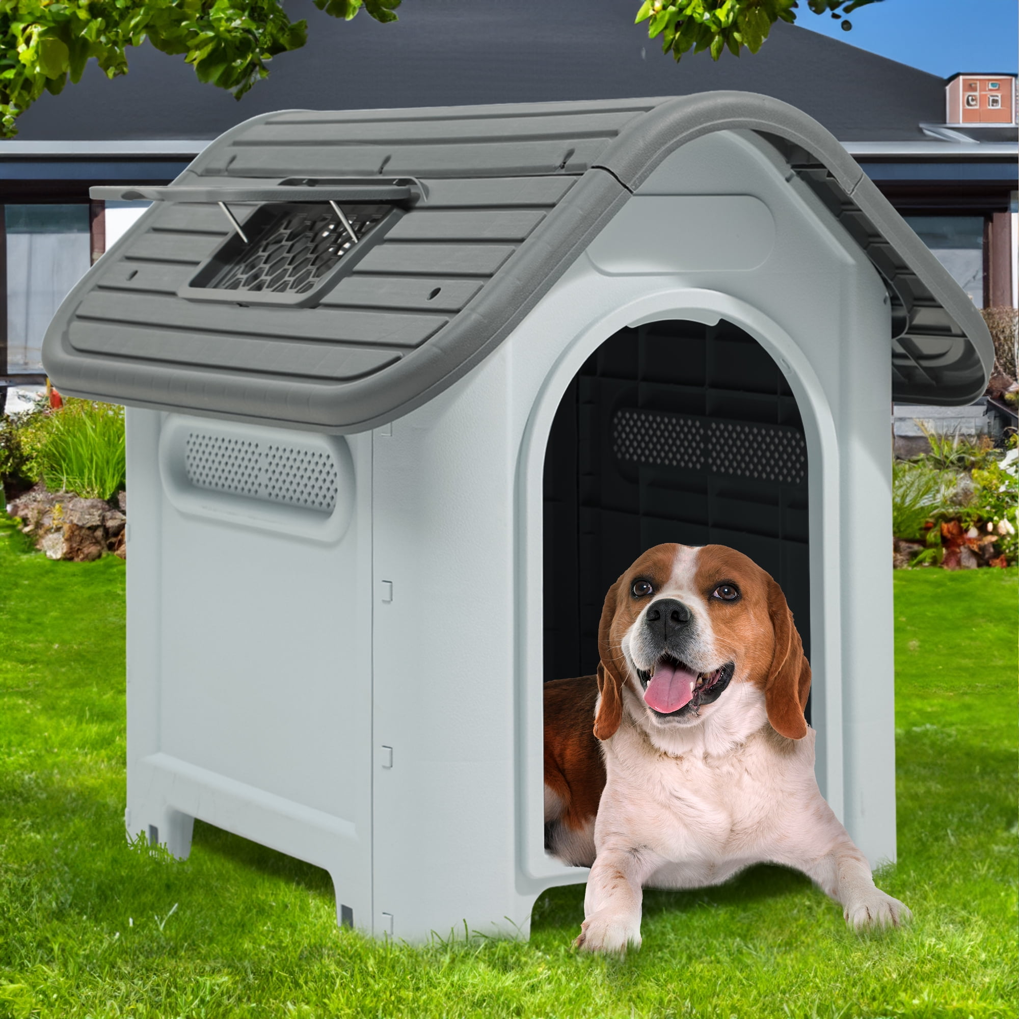 YINTATECH 30'' Plastic Foldable Dog House for Small Dogs, Waterproof ...
