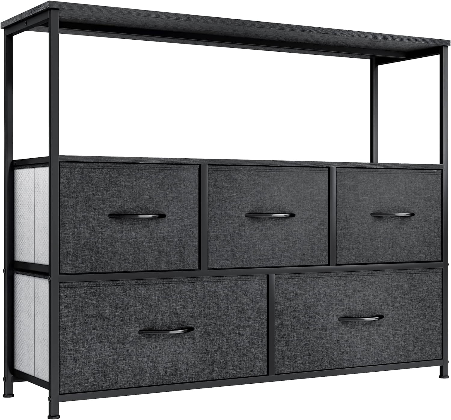 YINTATECH 5-Drawer Dresser, Fabric Storage Cabinet with Shelves, Steel ...