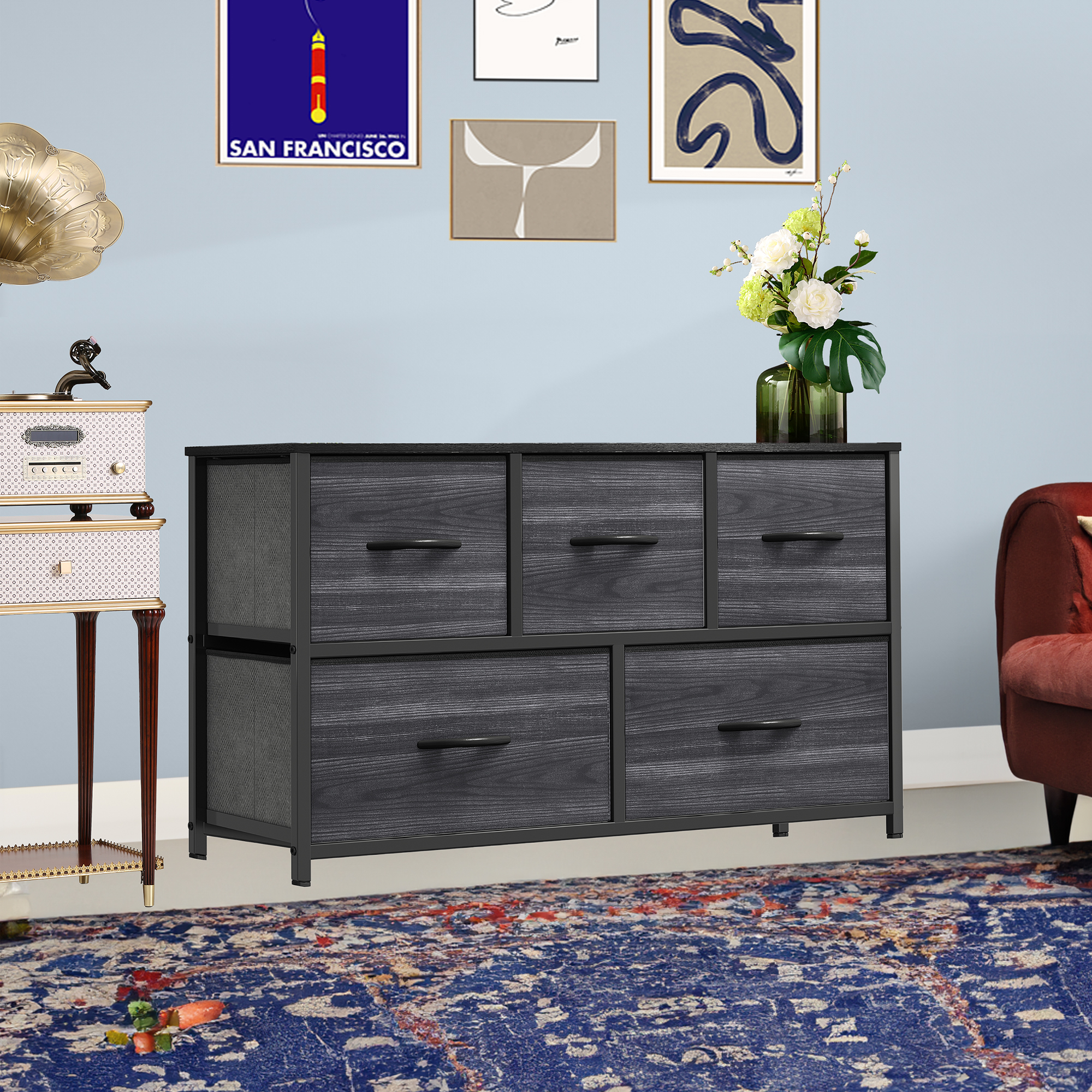 YINTATECH 5 Drawers Fabric Storage Dresser - Organizer Unit for Bedroom ...