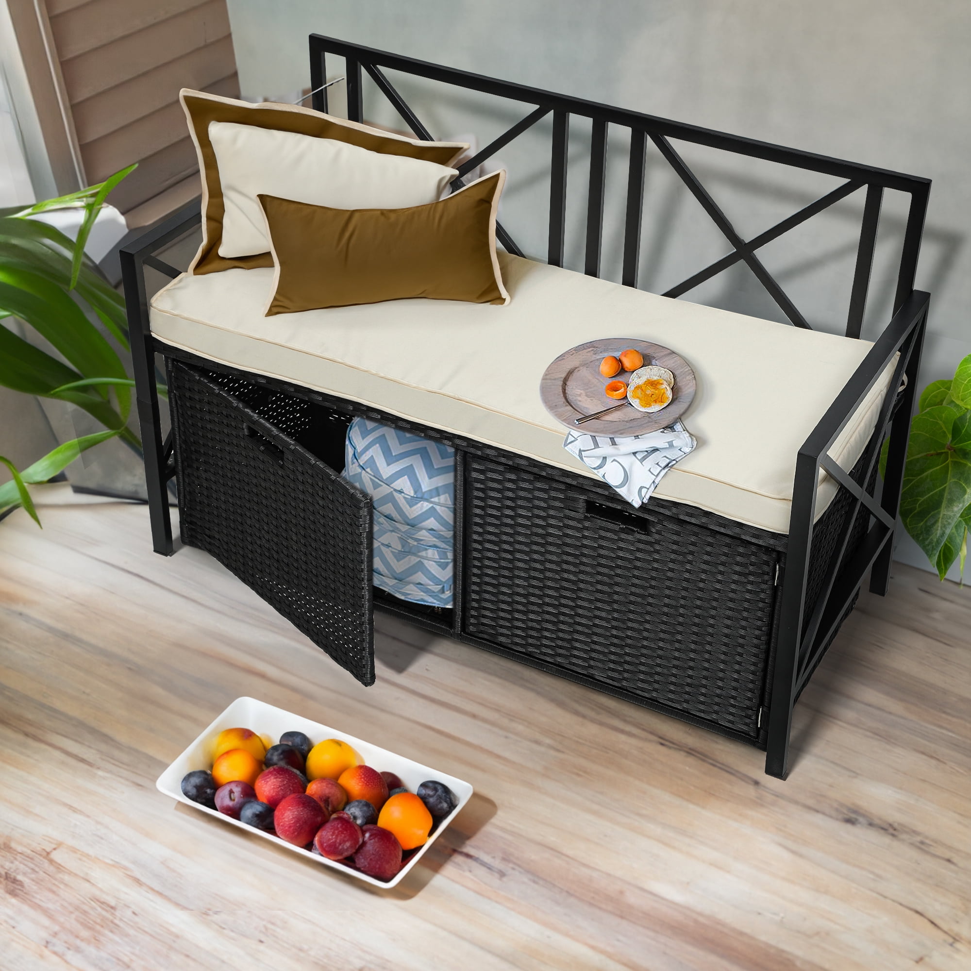 YINTATECH 70 Gallon Outdoor Storage Bench Cushion Storage Deck Box w ...