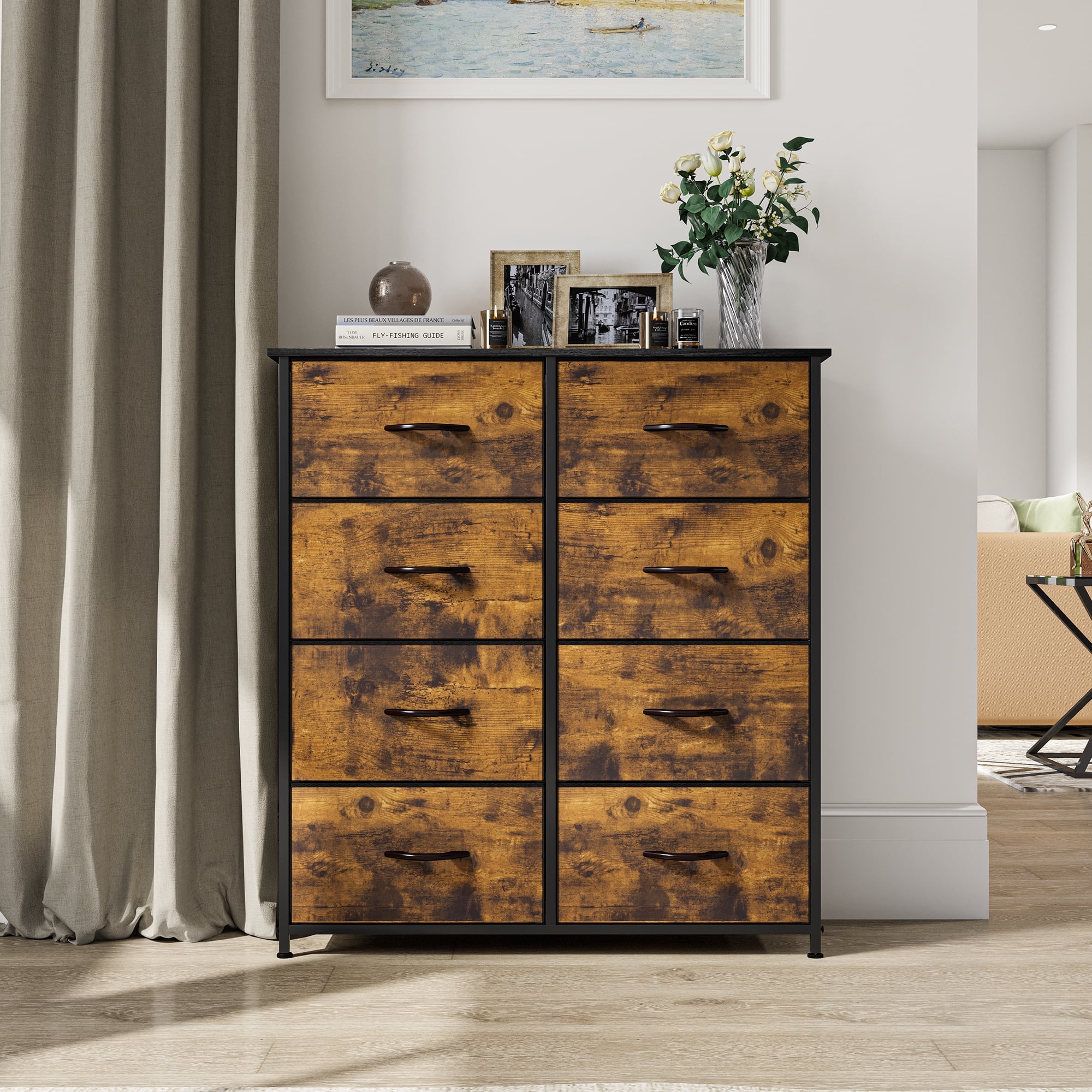 YINTATECH Large Chest Clothes Wood Dresser with 8 Drawers, Storage ...