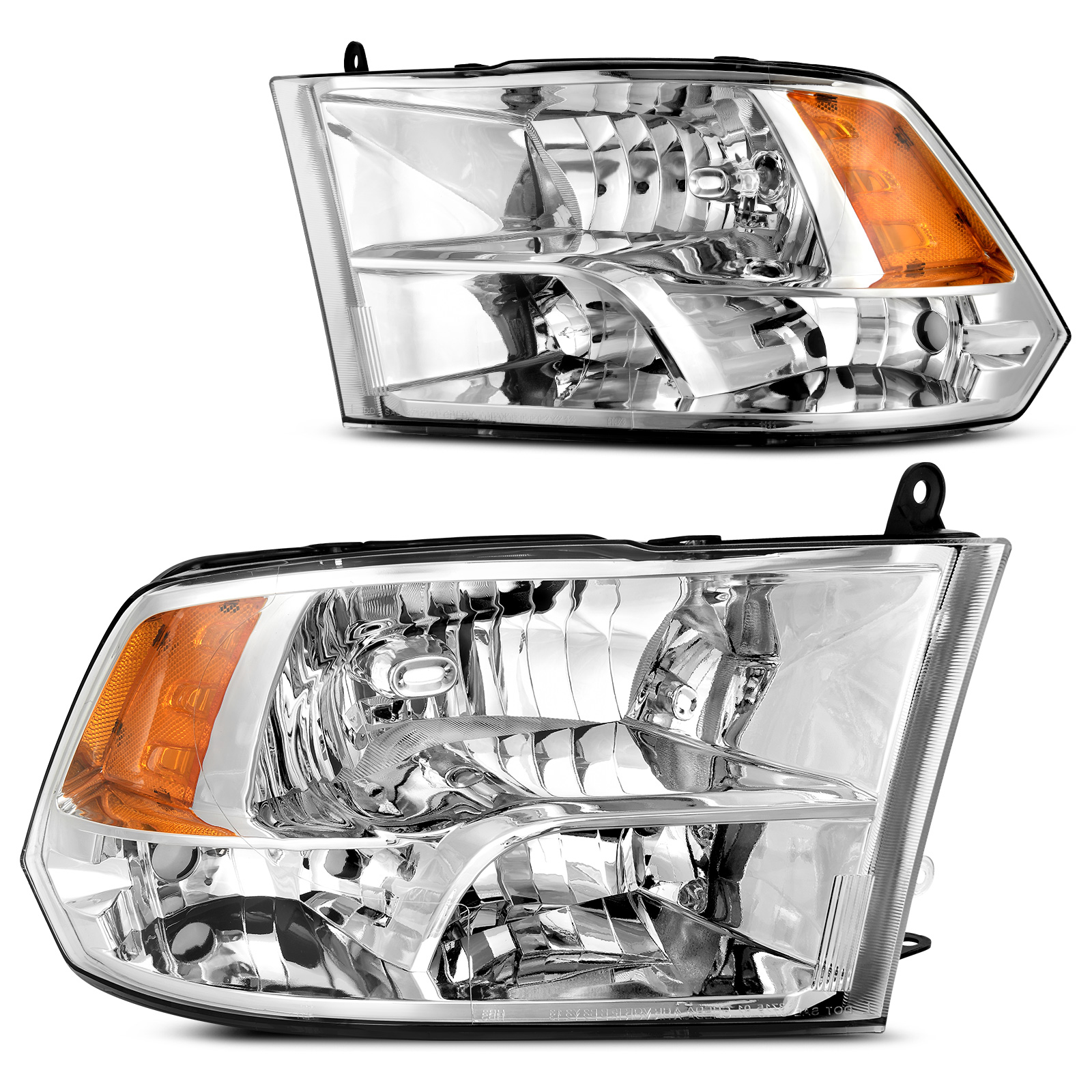 YINTATECH Headlights for 2009-2018 Dodge Ram 1500 2500 3500 Quad Chrome ...