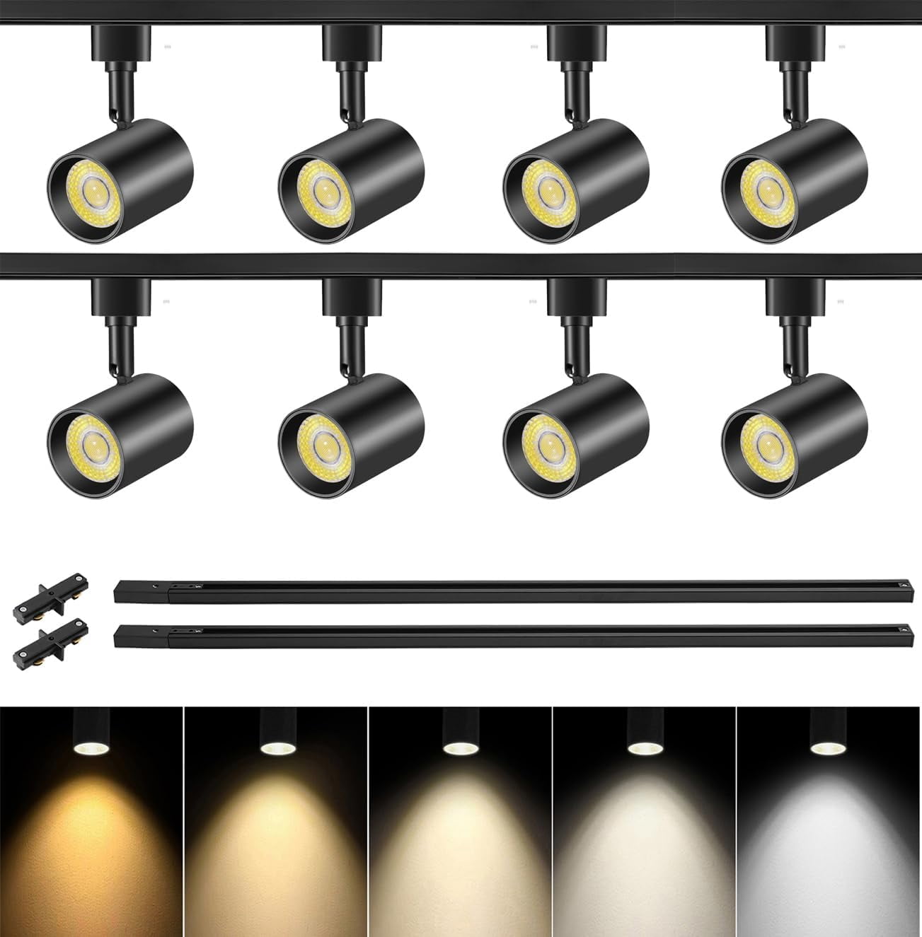 YINUO 5-Color 8-Light LED Track Lighting Kit with 6.6FT H Type Track ...