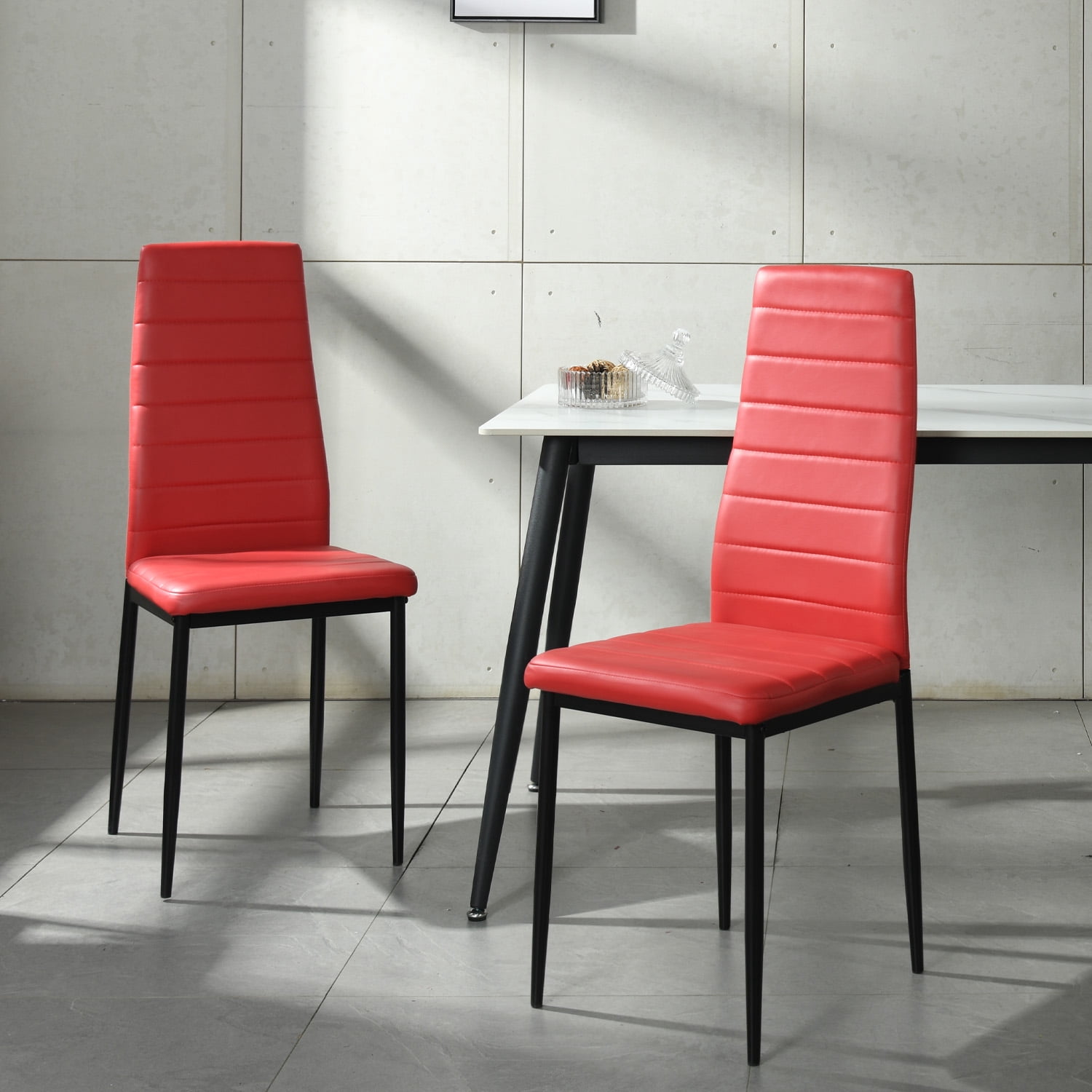 YINYUN 4 Dining Chairs, Modern Dining Seating with Chrome Alloy High ...