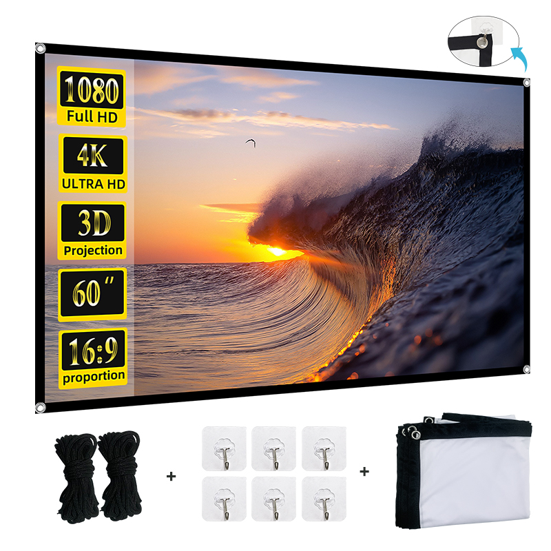 YIOKUTE 60 Inch Projection Screen 4K 16:9 HD Rear Projection Screen ...