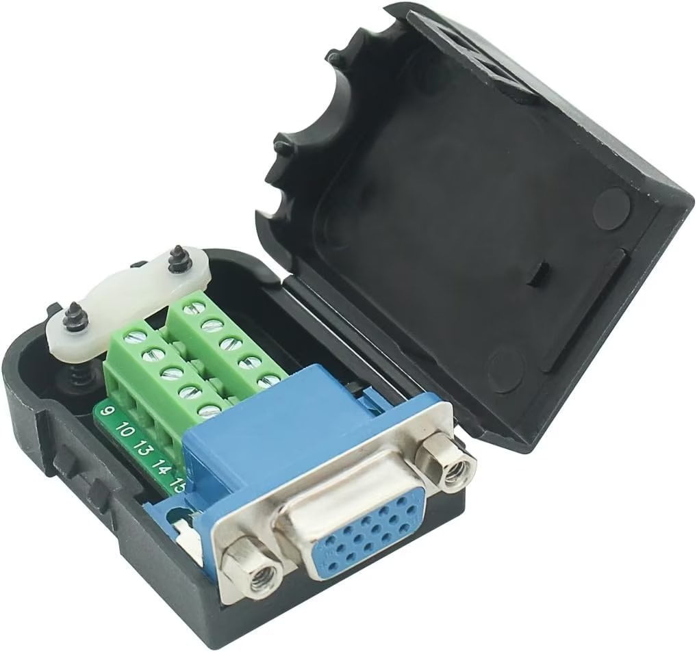 YIOVVOM DB15 3+6 Adapter D-SUB DB15 VGA Female 3Row 15Pin to Terminal Breakout Board Connectors ...