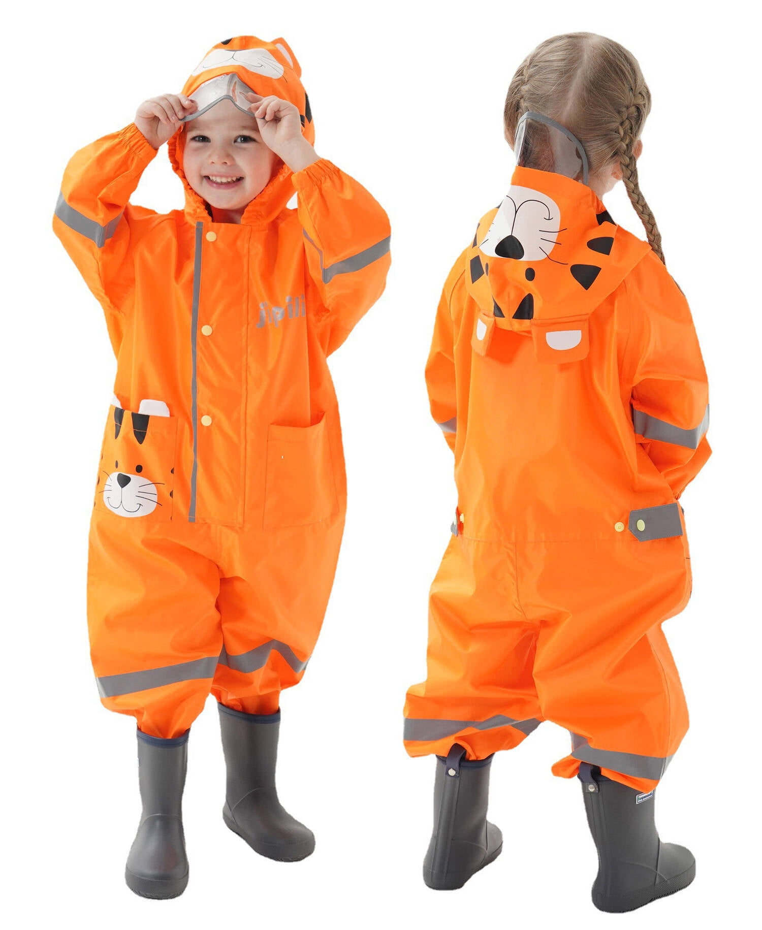 YIQAUMA Girls Boys Rain Suit Toddlers Kids Waterproof Coverall Rainsuit One Piece Rain Coat ...