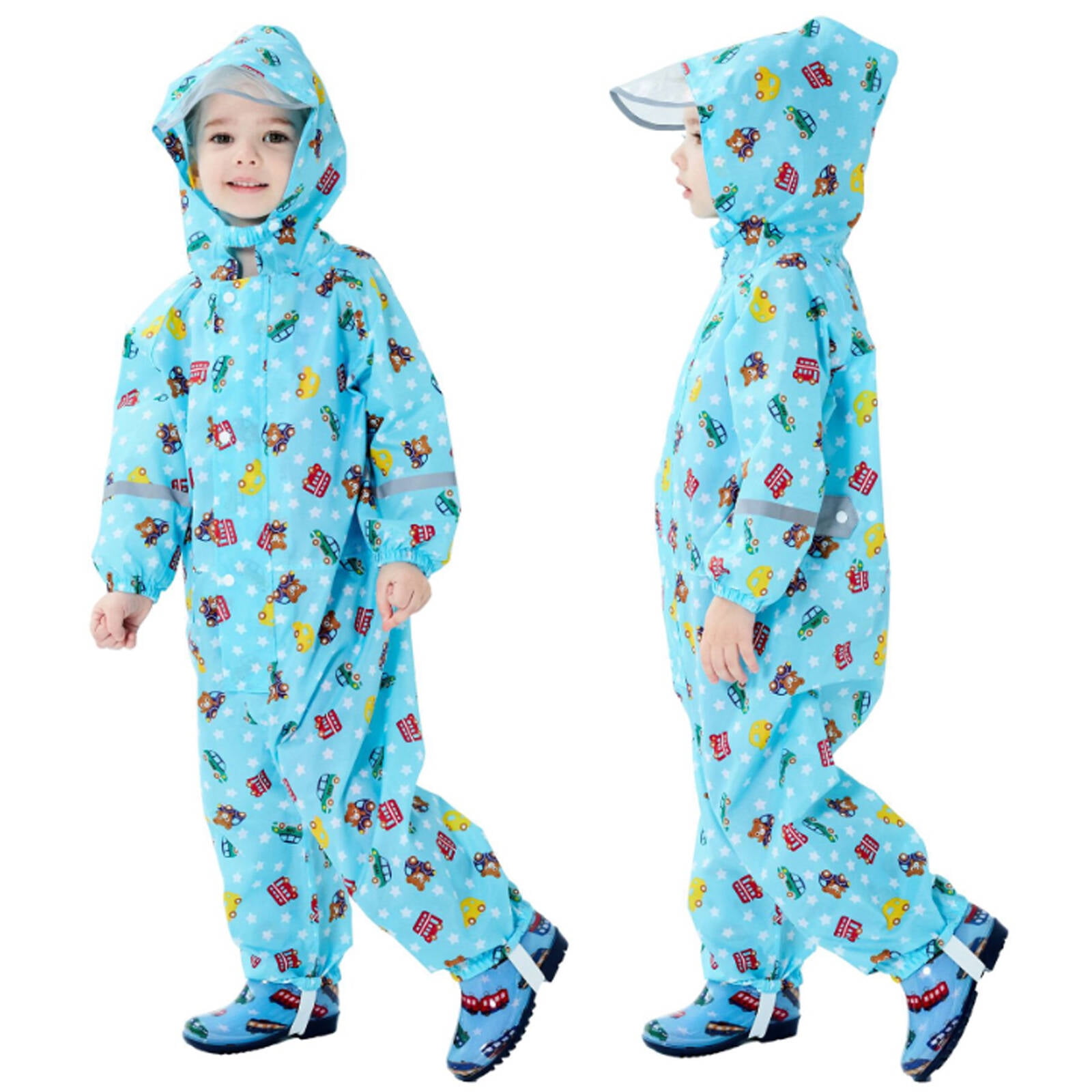 YIQAUMA Girls Boys Rainsuit Toddlers Kids Rain Suit Waterproof Coverall One Piece Rain Coat ...