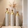 YIQMI Gold White Scroll Metal Vase Set of 3 for Dried Flowers, Tall ...