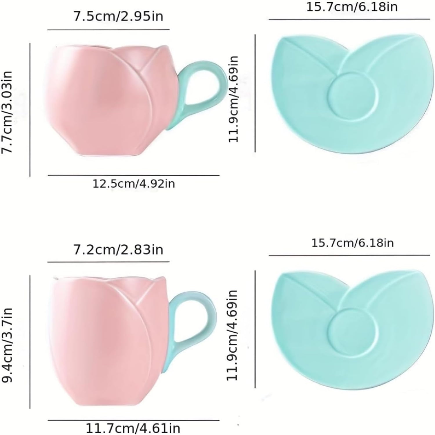 YIRENWL Cute Pink Krus Ceramic Tulip Mug with Coaster Set Adorable Tea ...
