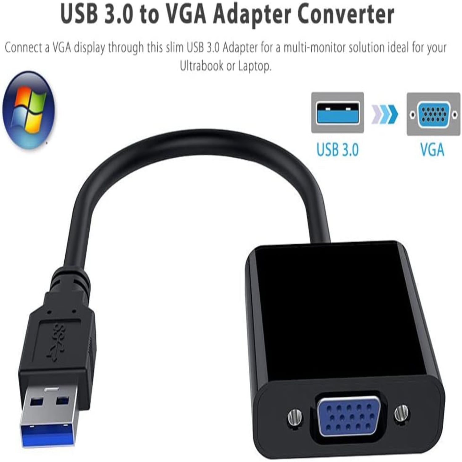 YIRENWL High-Speed USB 3.0 to VGA Adapter for Windows 10/8.1/8/7/XP ...