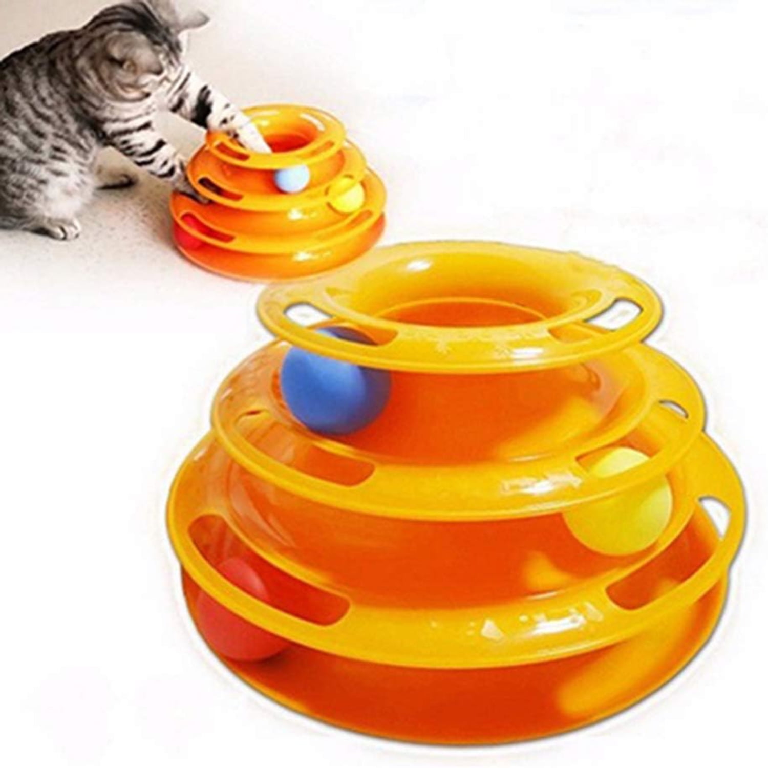 YIRENWL Interactive and Colorful Cat Toy with 3 Levels of Towers and ...