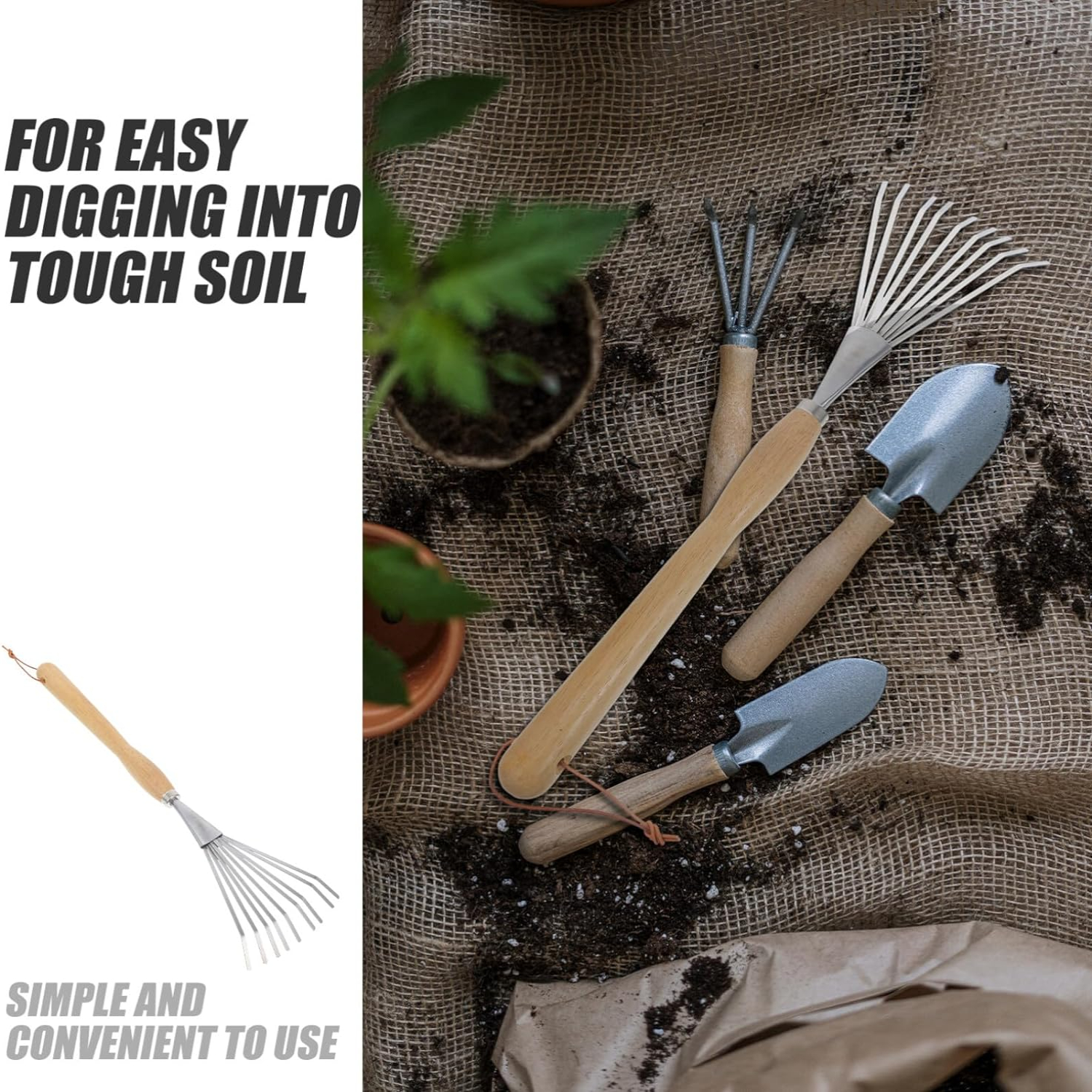 YIRENWL Sturdy Heavy Duty Garden Hand Rake - Essential Tool for ...