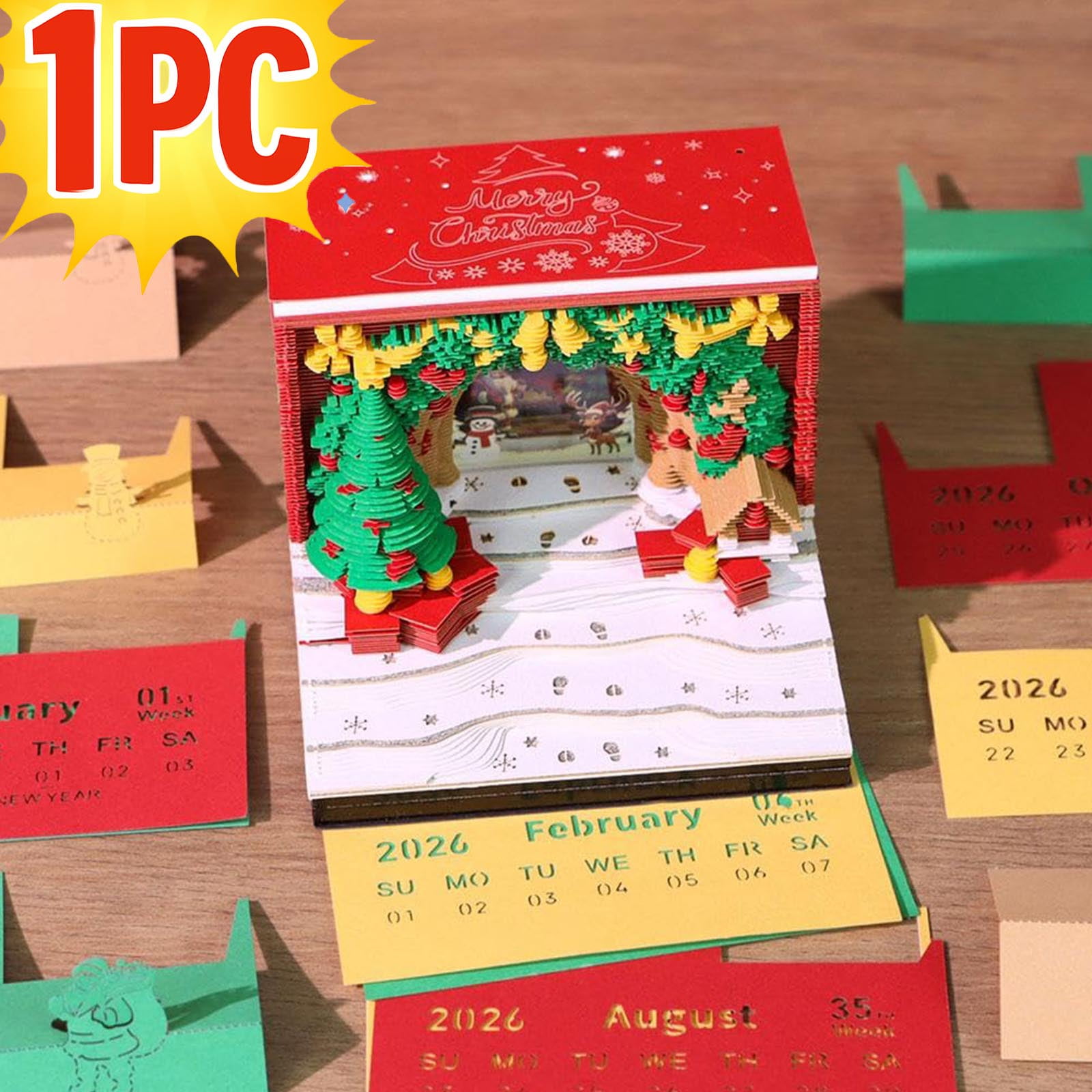 YISHFHP|3D Calendar 2026,3D Memo Pad Calendar Time Piece Calendars 2026 ...