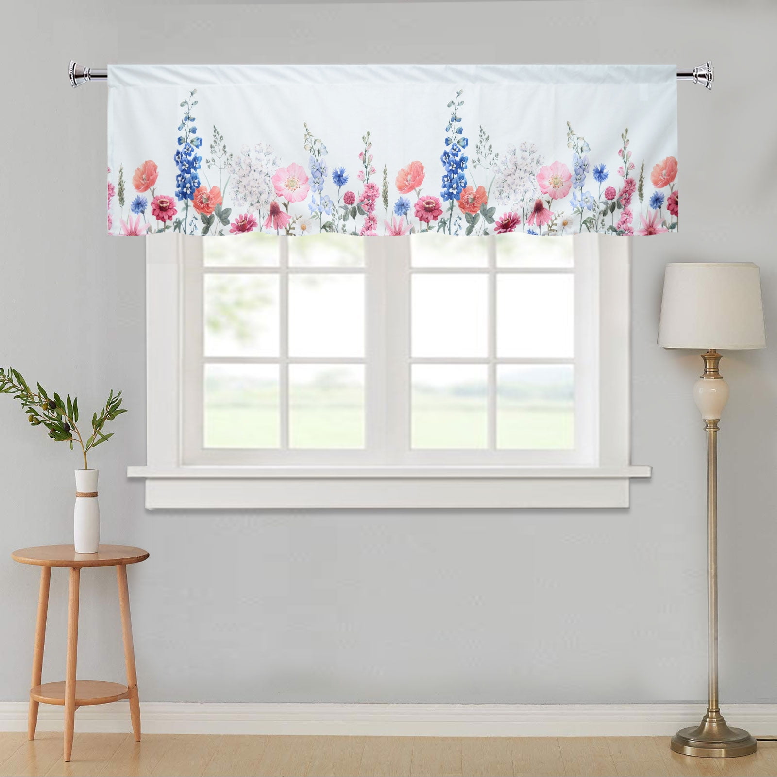 YISURE Floral Small Kitchen Curtains, Colorful Rod Pocket Printed ...