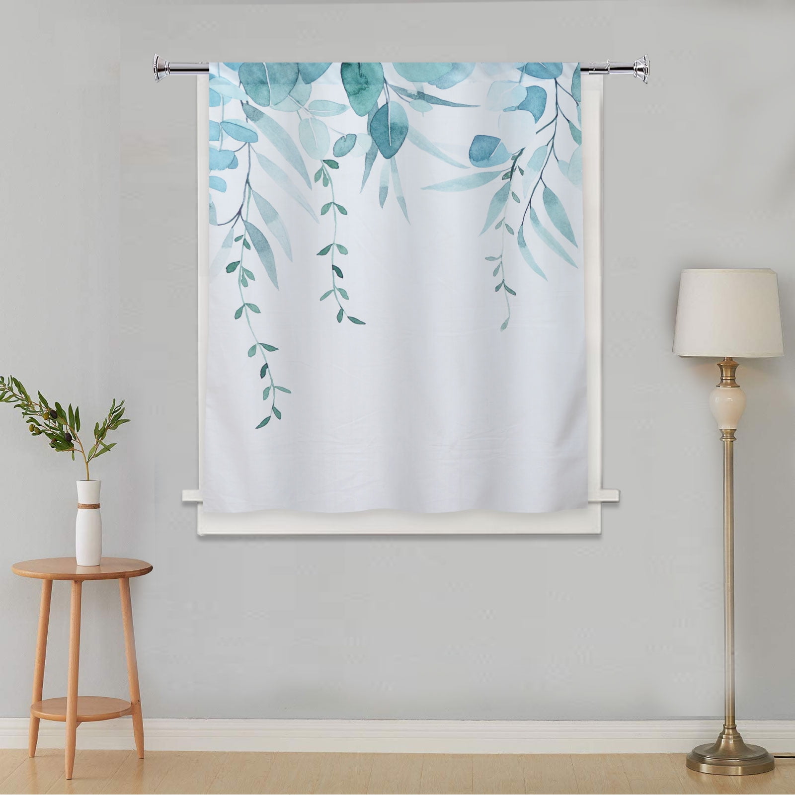 YISURE Short Cafe Curtains for Kitchen, Rod Pocket Green Eucalyptus ...