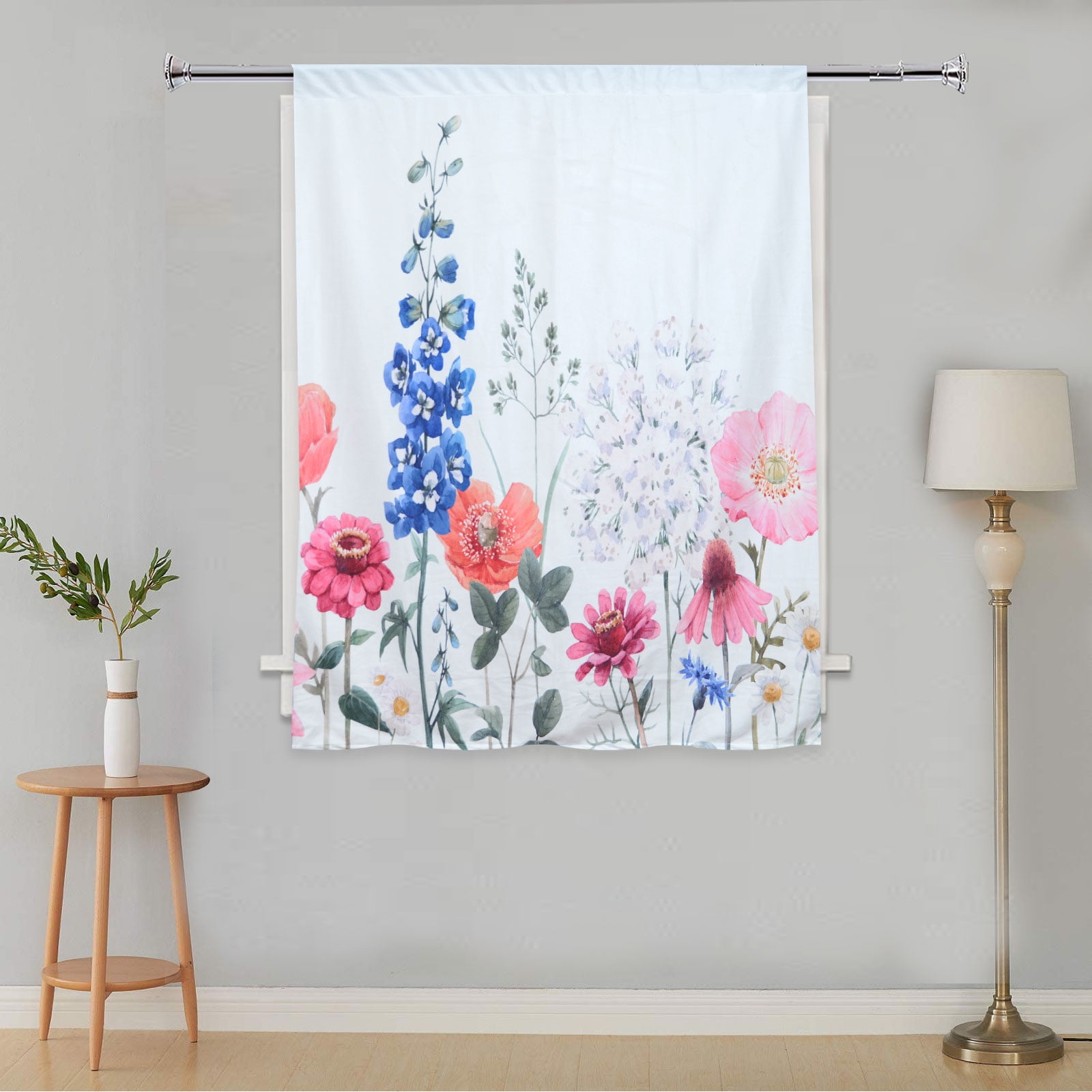 YISURE Small Floral Curtains, Colorful Rod Pocket Printed Fabric Window ...