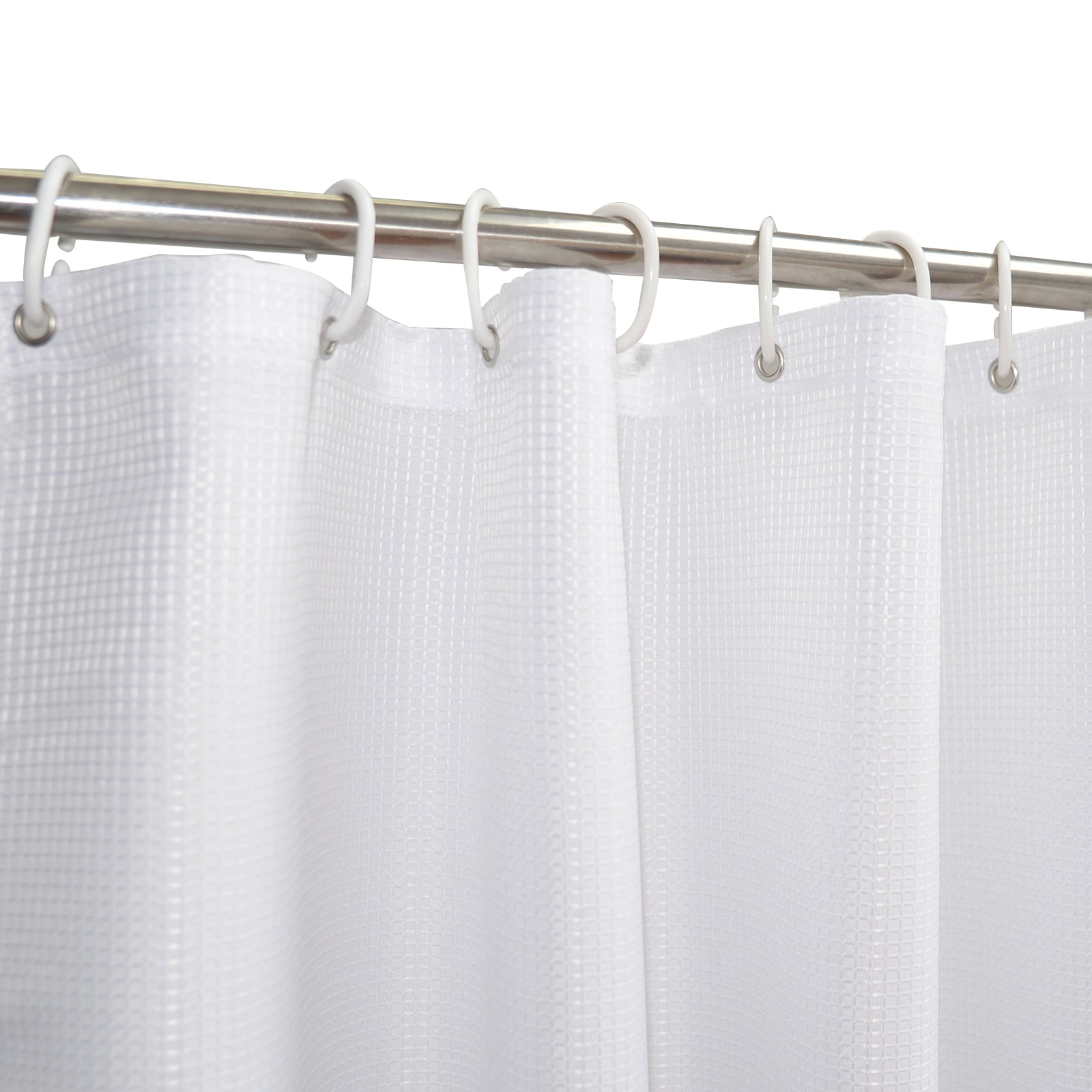 YISURE White Short Shower Curtain 60inch Small Waffle Fabric Bath ...