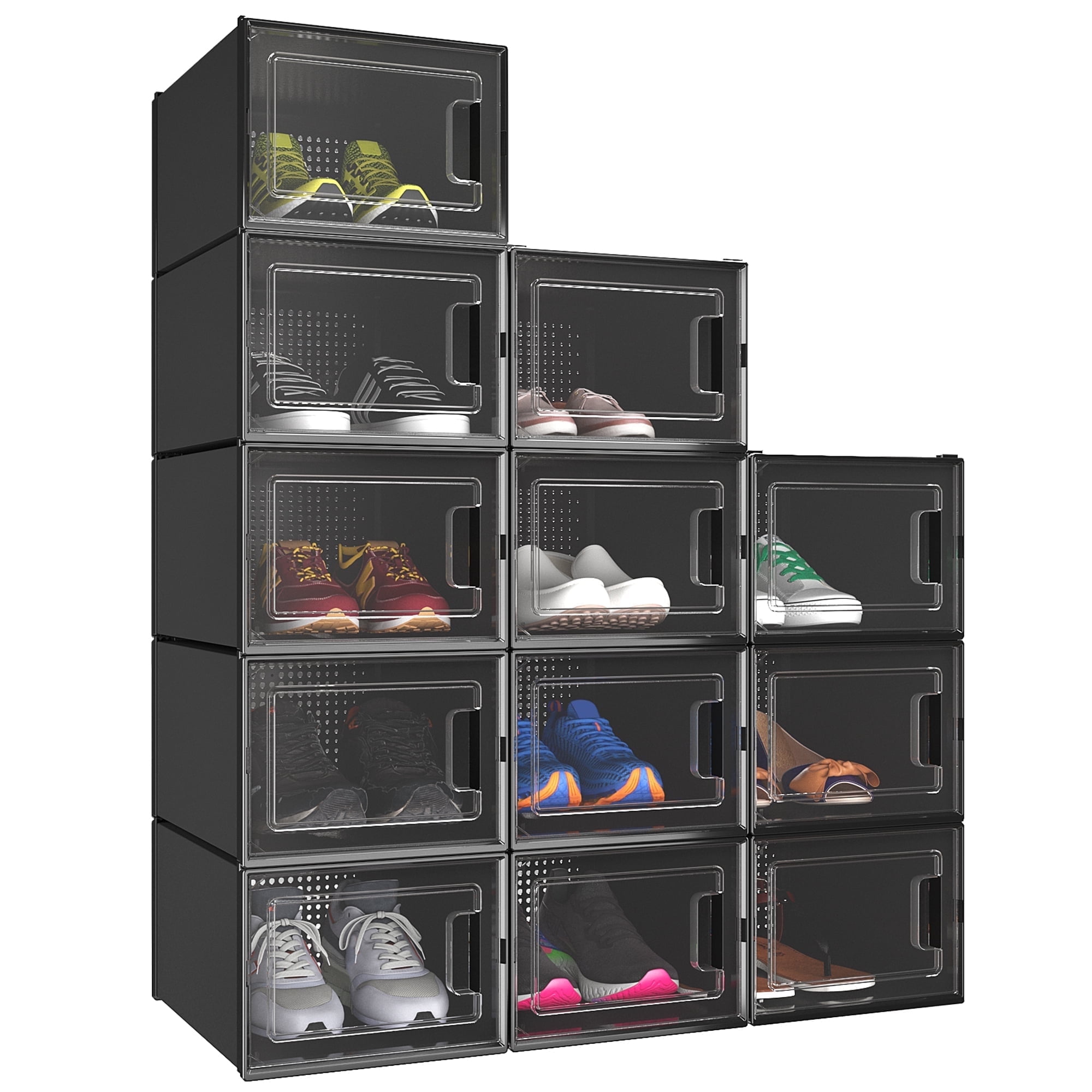 YITAHOME 12 Pack Stackable Shoe Storage Boxes Shoe Organizer for Closet ...
