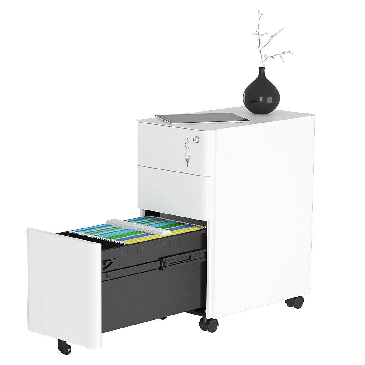 YITAHOME 3 Drawer Rolling File Cabinet Container Filing Storage for ...