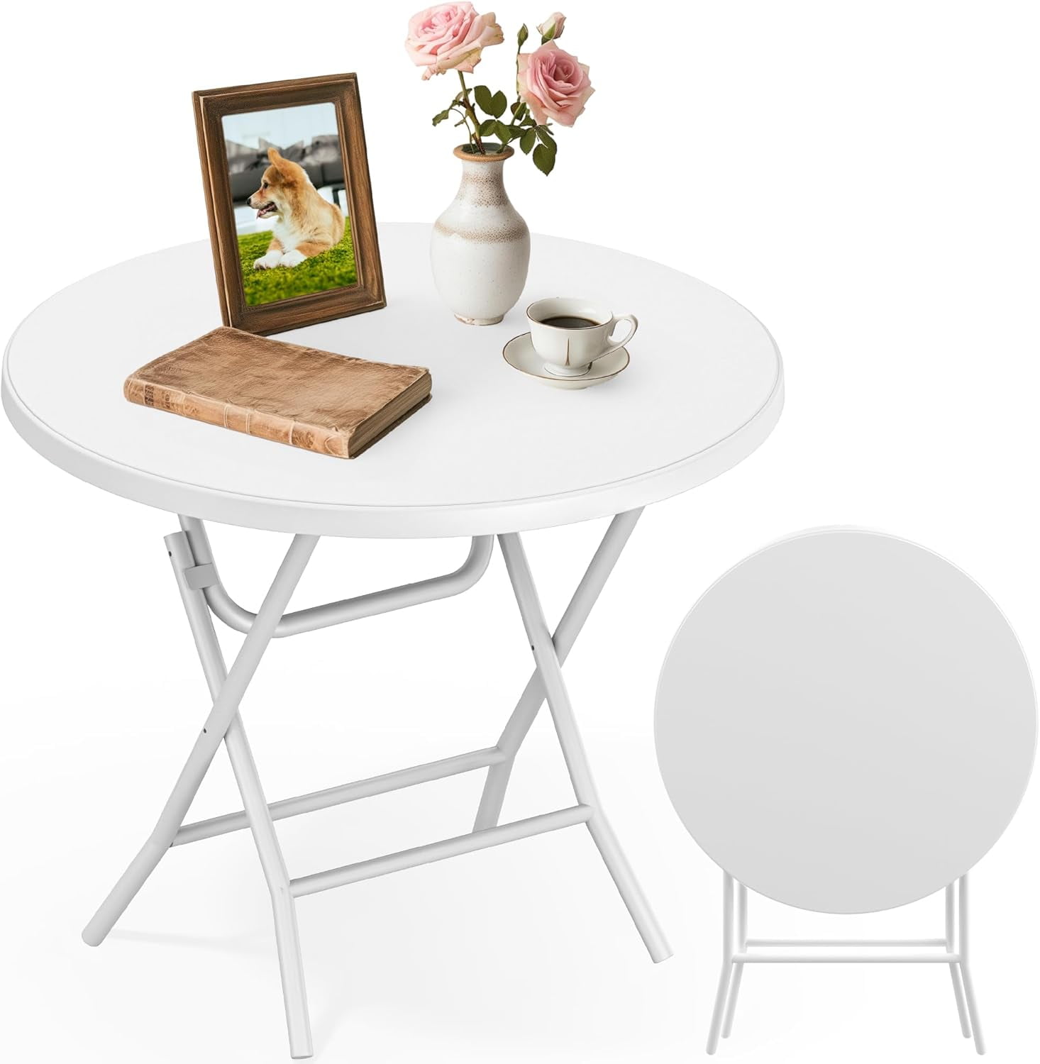 YITAHOME 32 Inch Round Folding Table for Outdoor/Indoor, Lightweight ...