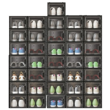 Set of 12 Stackable Shoe Organizer Storage Boxes for Entryway, Closet ...