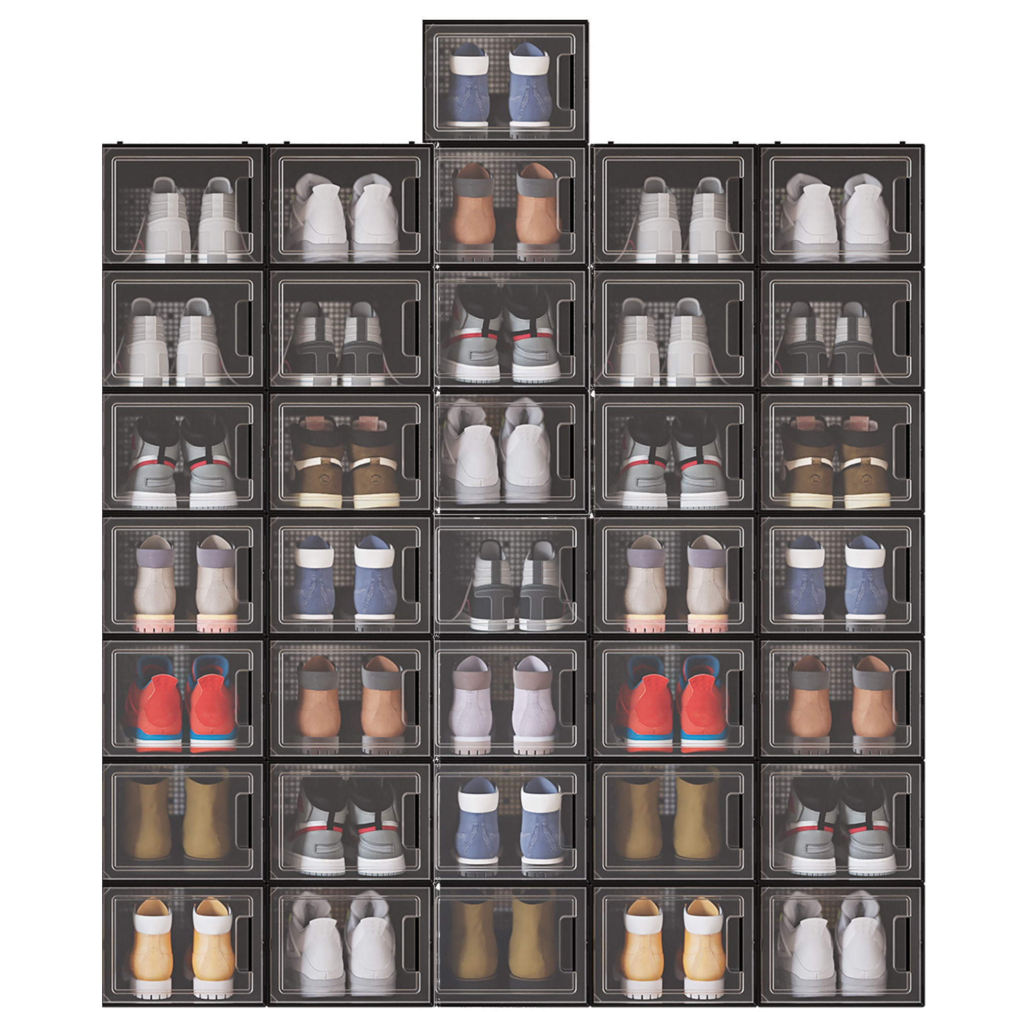 20PCS Flip Shoe Box Set Rack Stack Foldable Storage Plastic Clear Home ...