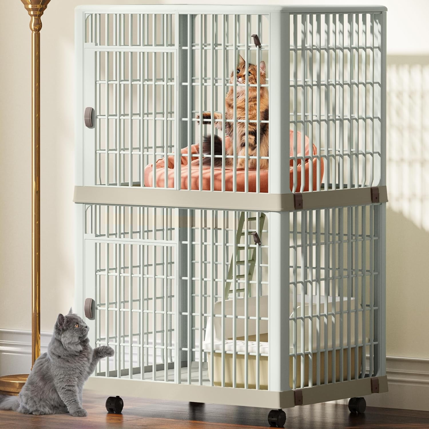 YITAHOME 41'' 2-Tier Cat Cage Cat Crate with Door Locks and Bottom ...