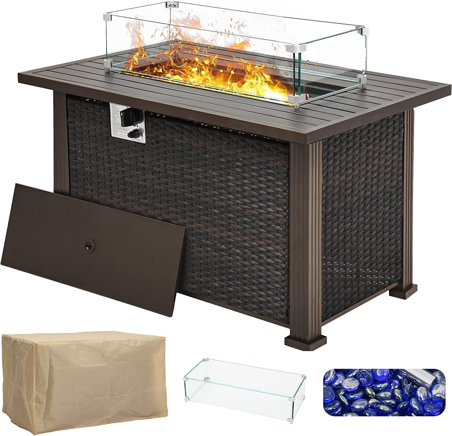 YITAHOME 42in 50,000 BTU Outdoor Propane Gas Fire Pit Table, CSA ...