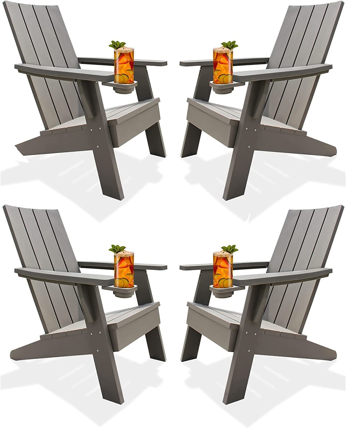YITAHOME Real Comfort Adirondack Chair with Cup Holder, Weather ...