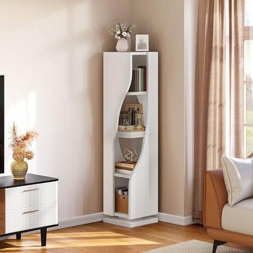 YITAHOME Bookcase Corner Bookshelf, Small 4-Tier Rotating Bookshelf ...