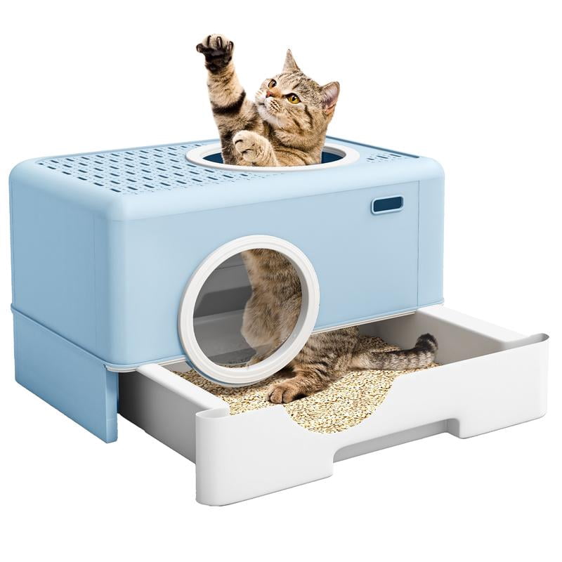 YITAHOME Cat Litter Tray with Lid, Hood-like Odourless Anti-Splash Cat ...
