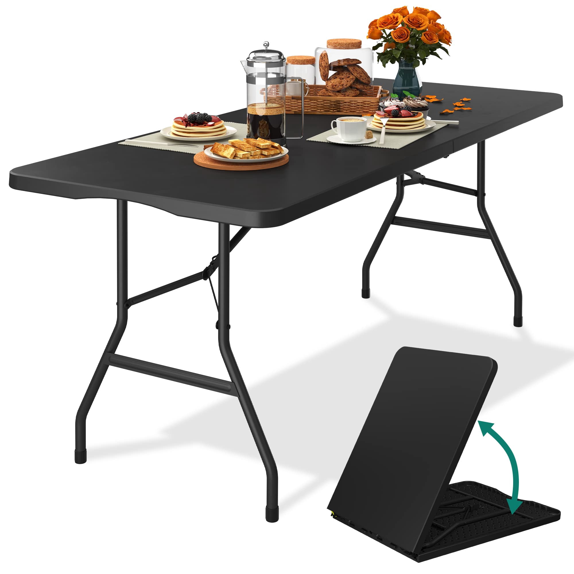 YITAHOME Folding Tables Heavy Duty Folding Table 6ft with Carrying ...