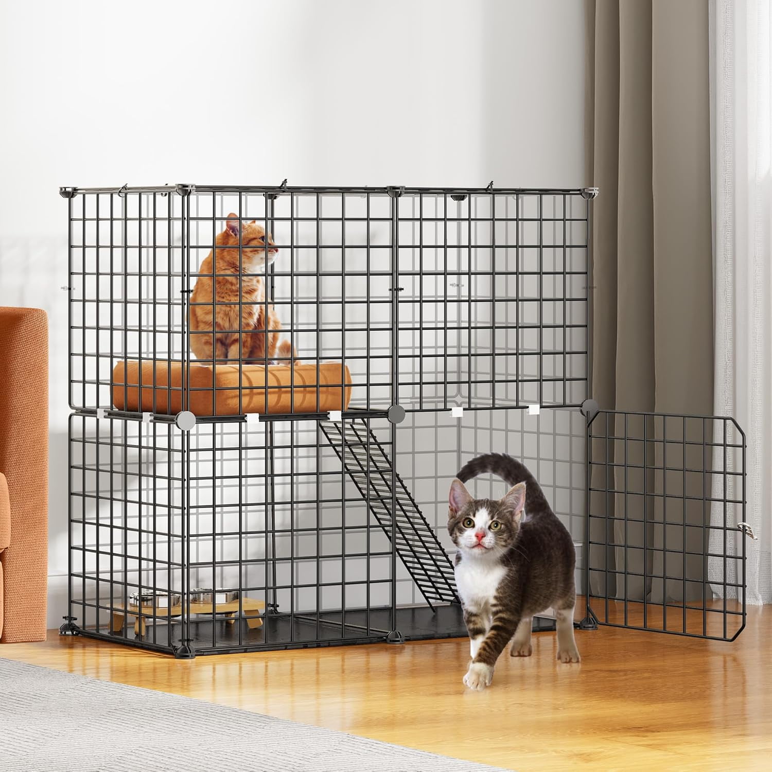 YITAHOME Indoor Cat Cage 2 Tier Kitten Cage House Outdoor Cat Enclosure ...