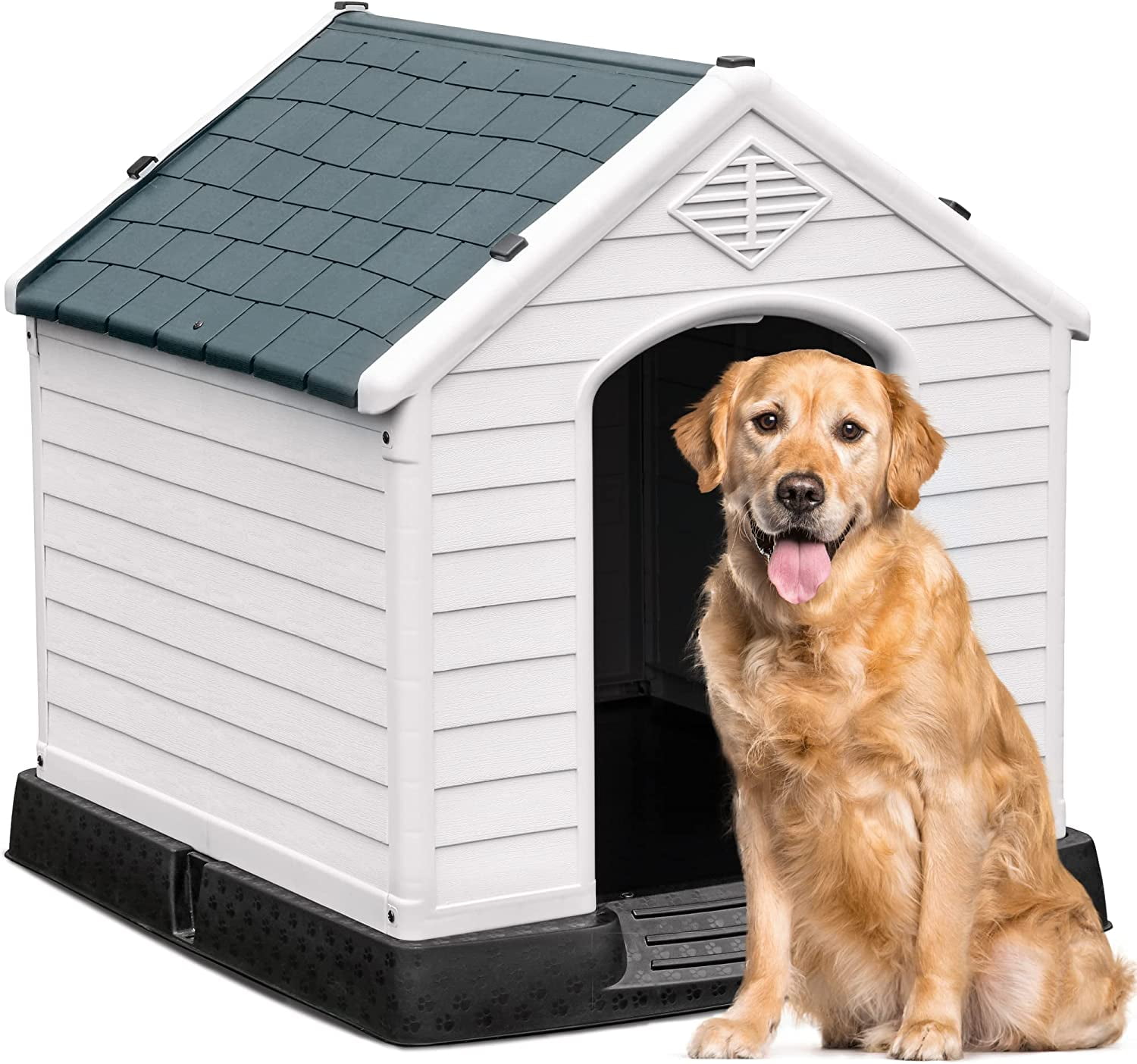 YITAHOME Large Plastic Dog House Outdoor Indoor Doghouse Puppy Shelter ...